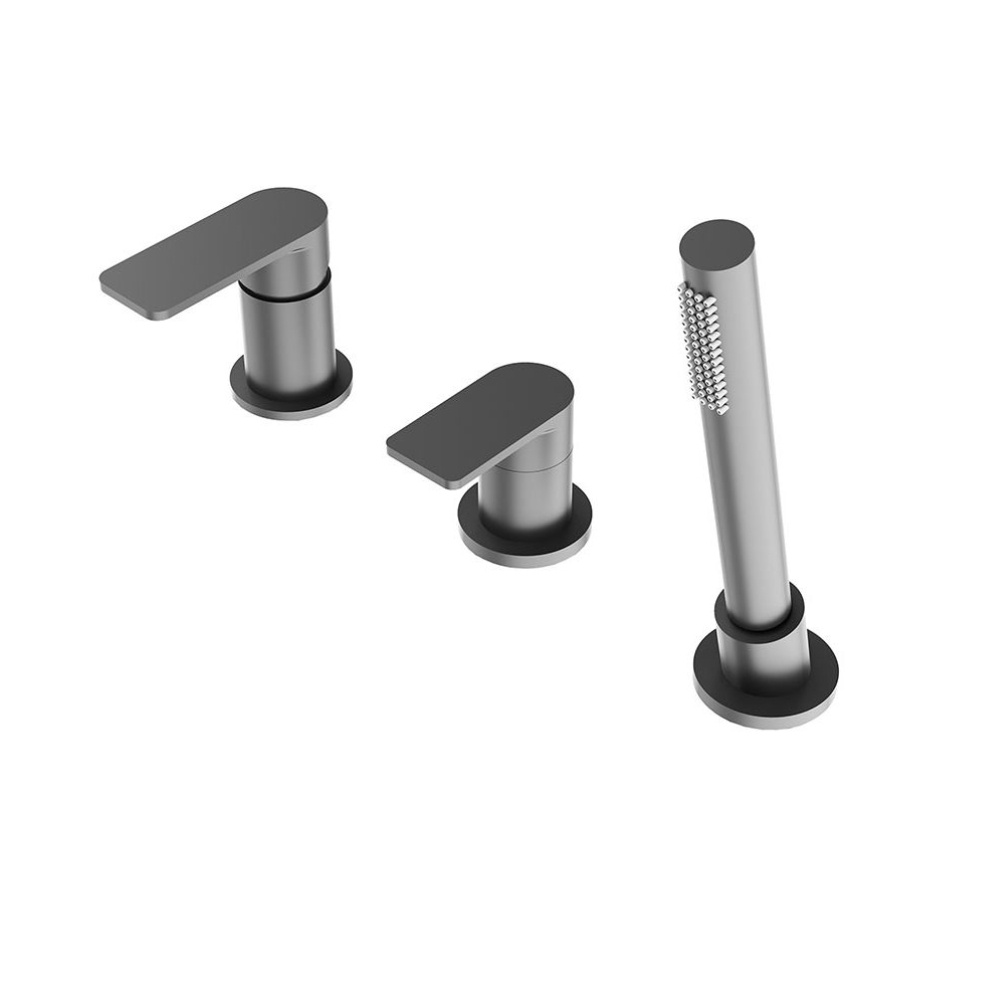 Abacus Edge Anthracite Deck Mounted 3 Tap Hole Bath Mixer | Sanctuary