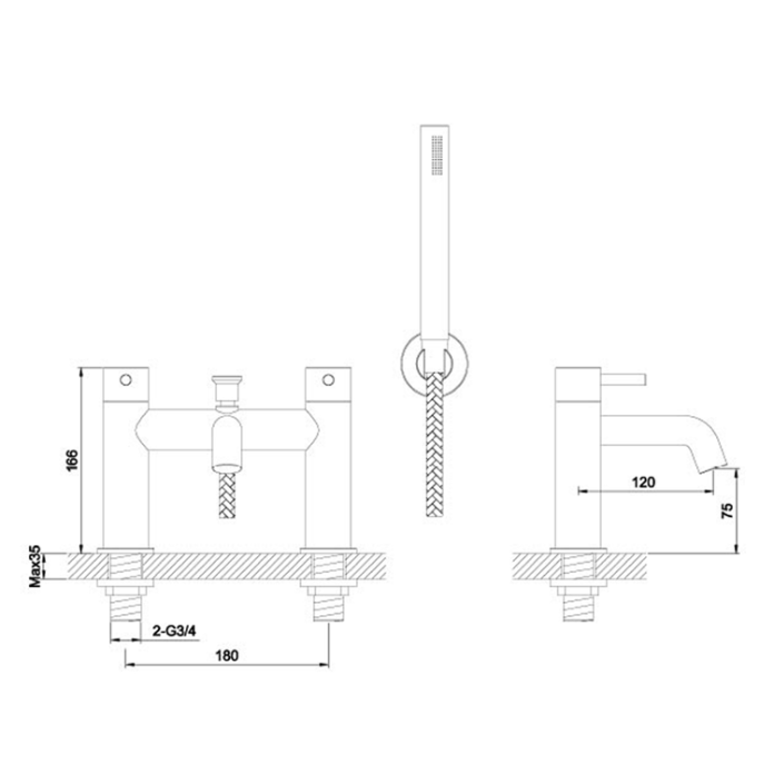 JTP Inox Brushed Steel Bath Shower Mixer Kit | Sanctuary Bathrooms
