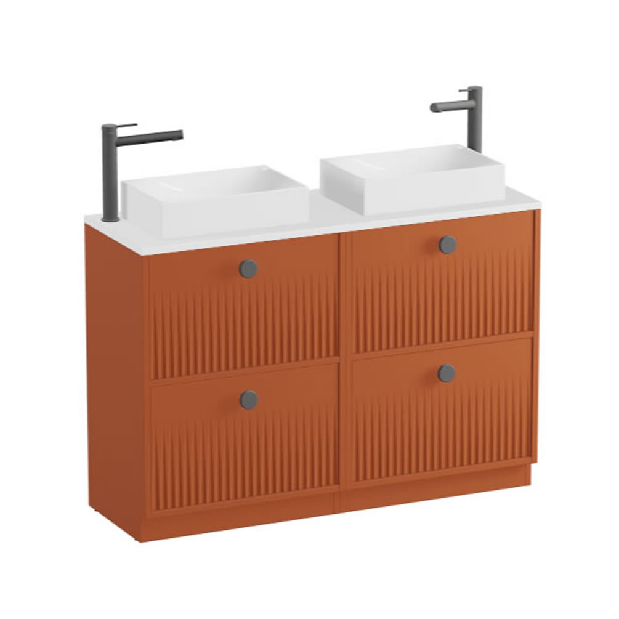 Vado Safari Fluted 1200mm Terracotta Floorstanding Vanity Unit & Worktop