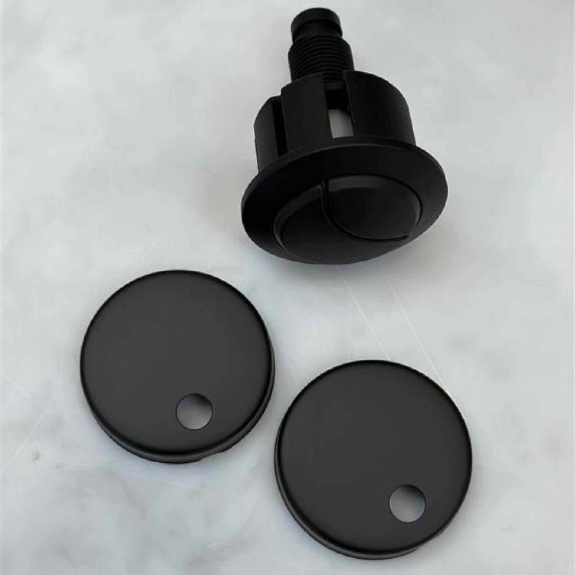 Apex Matt Black Push Button & Caps | Sanctuary Bathrooms