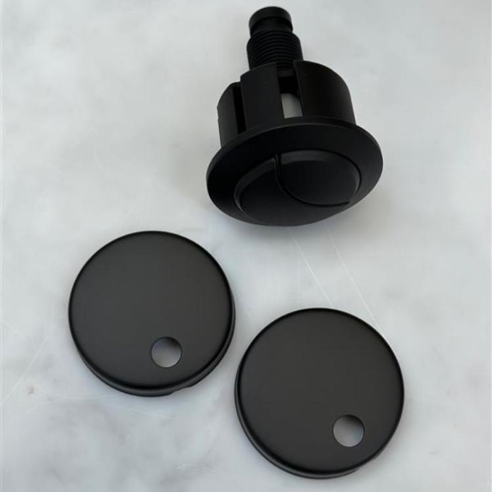 Apex Matt Black Push Button & Caps | Sanctuary Bathrooms
