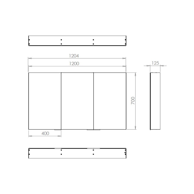 HIB Eris 120 Aluminium Cabinet With Mirror Sides | Sanctuary Bathrooms