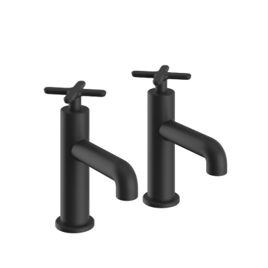 Heritage Salcombe Matt Black Basin Pillar Taps - TSACC00