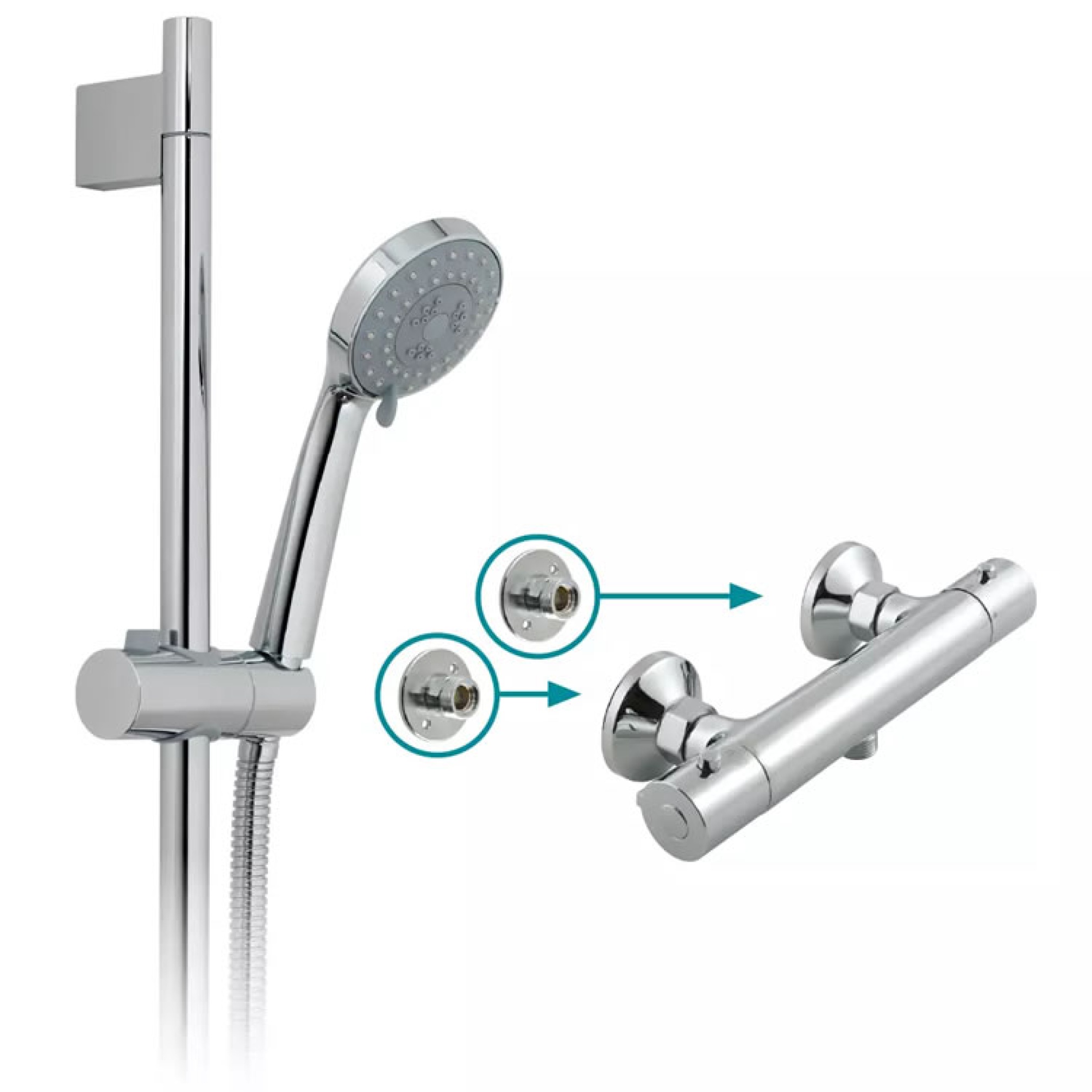 Vado Prima Exposed Thermostatic Shower Valve & 3 Function Shower Kit ...