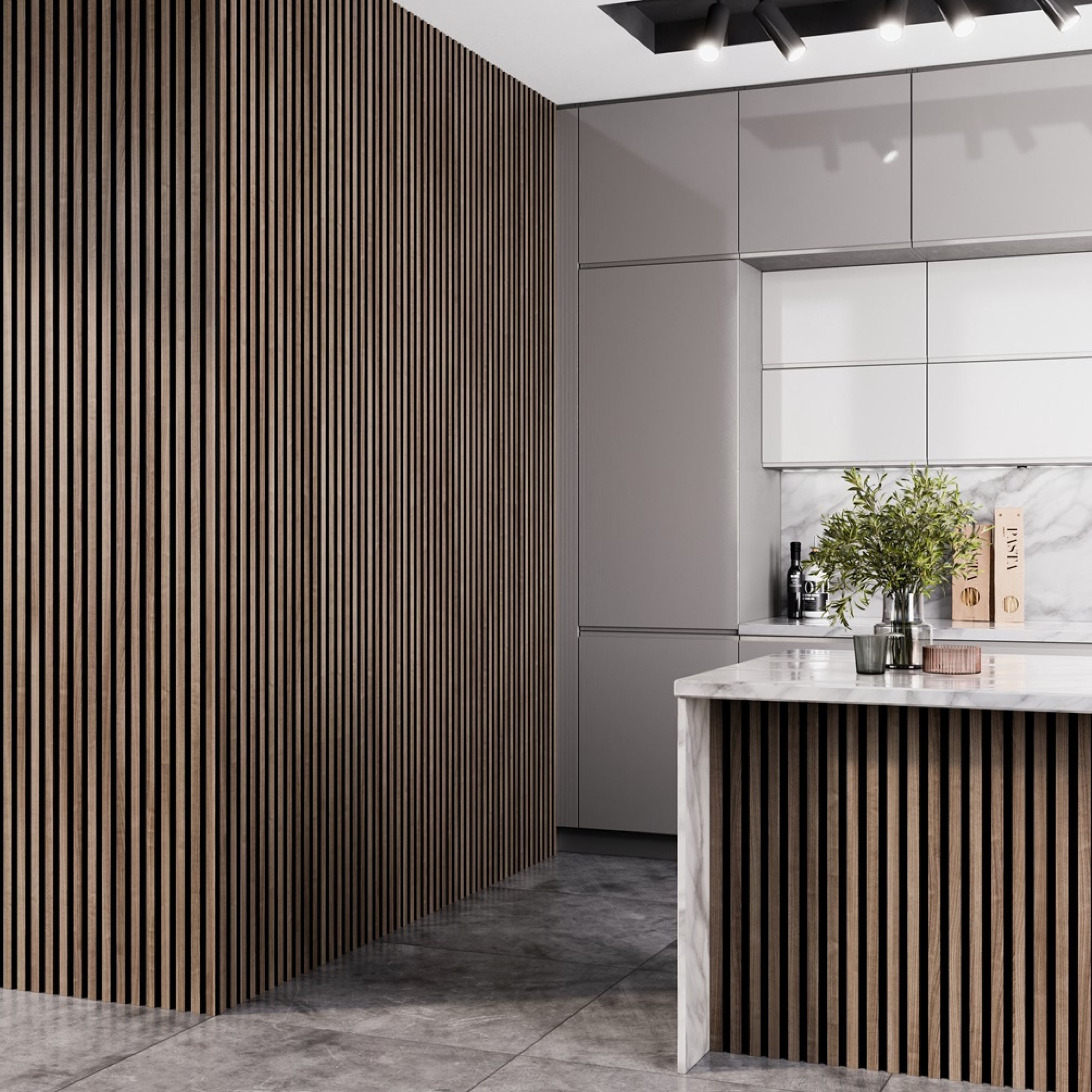 Camden Walnut & Black slatted waterproof Wall Panels | Sanctuary