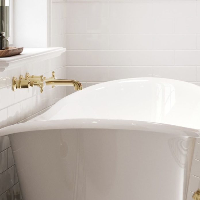 Burlington Guild 3TH Wall Mounted Gold Bath Tap | Sanctuary