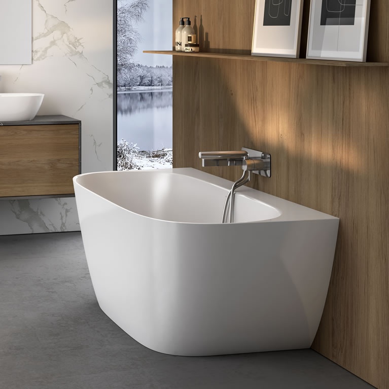 V+A Lussari 1600 Back To Wall Freestanding Bath | Sanctuary Bathrooms