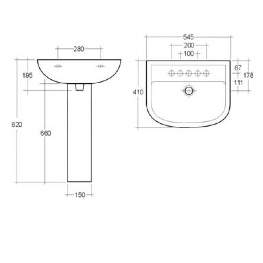 RAK Ceramics Compact Basin & Pedestal | Sanctuary Bathrooms