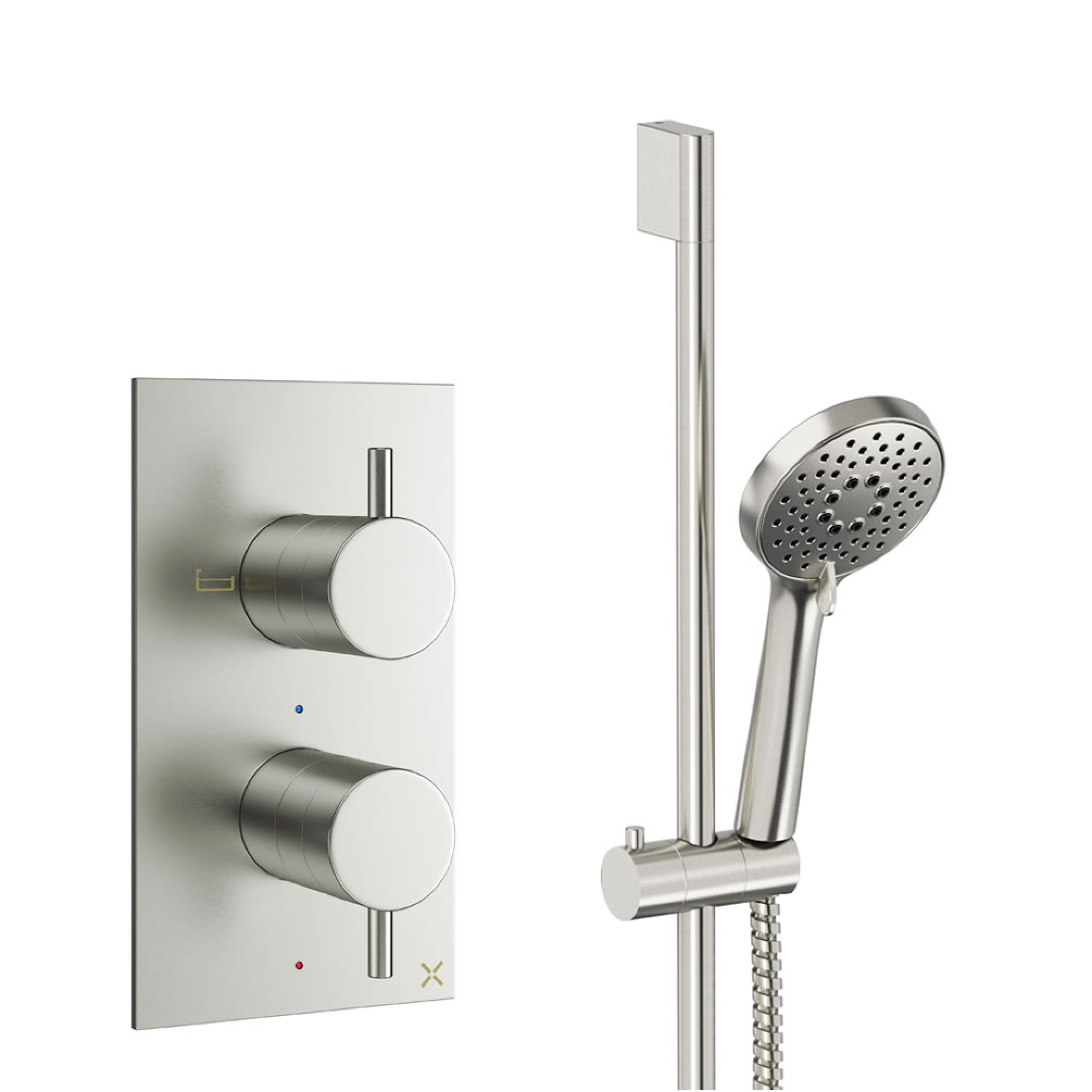 Crosswater Design Nickel 1-Way Slide Rail Shower | Sanctuary