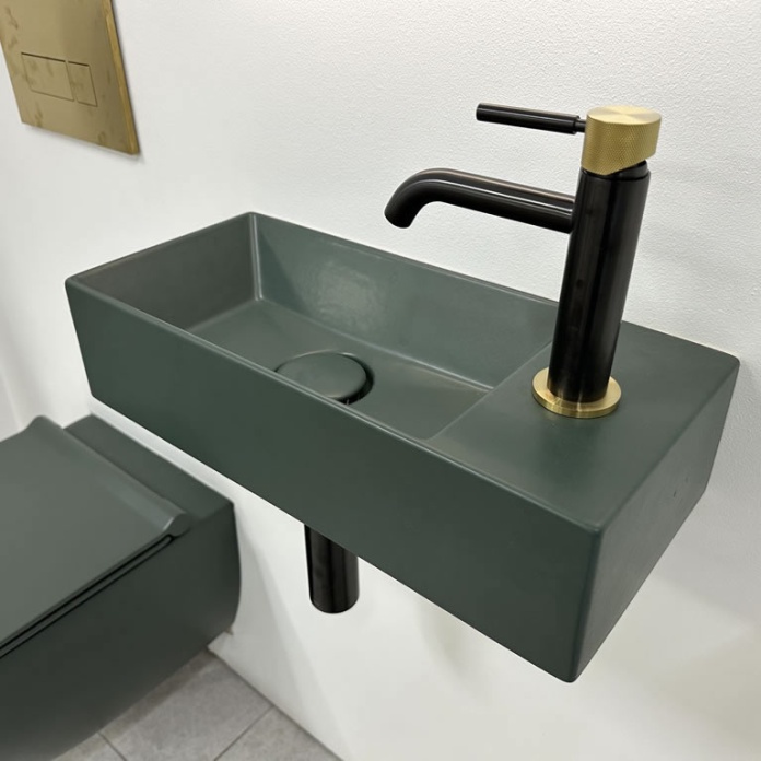 Zero 3 450mm Matt Green Wall Mounted Basin | Sanctuary Bathrooms