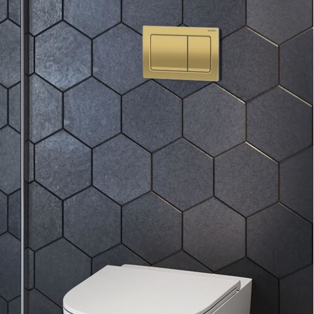 Geberit Alpha01 Square Matt Brass Dual Flush Plate | Sanctuary