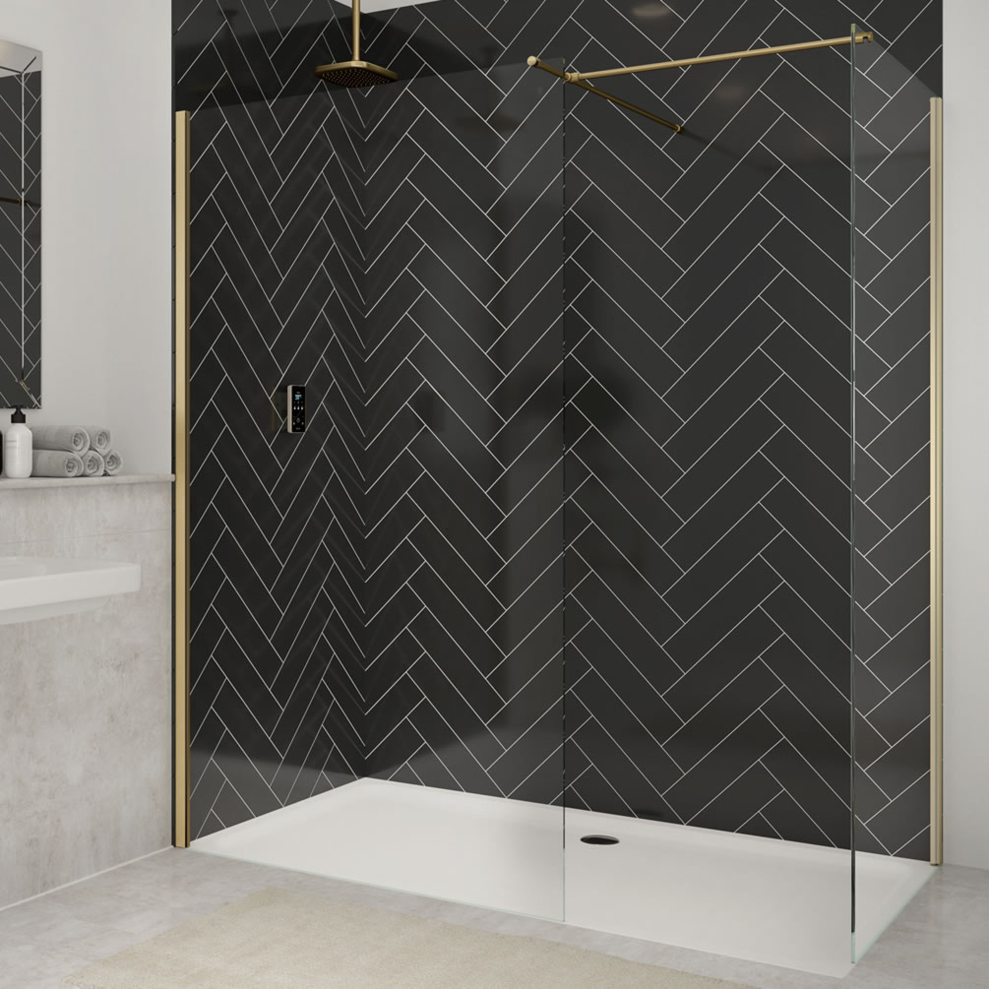 Merlyn Brass 800mm Wetroom Screen | Sanctuary Bathrooms