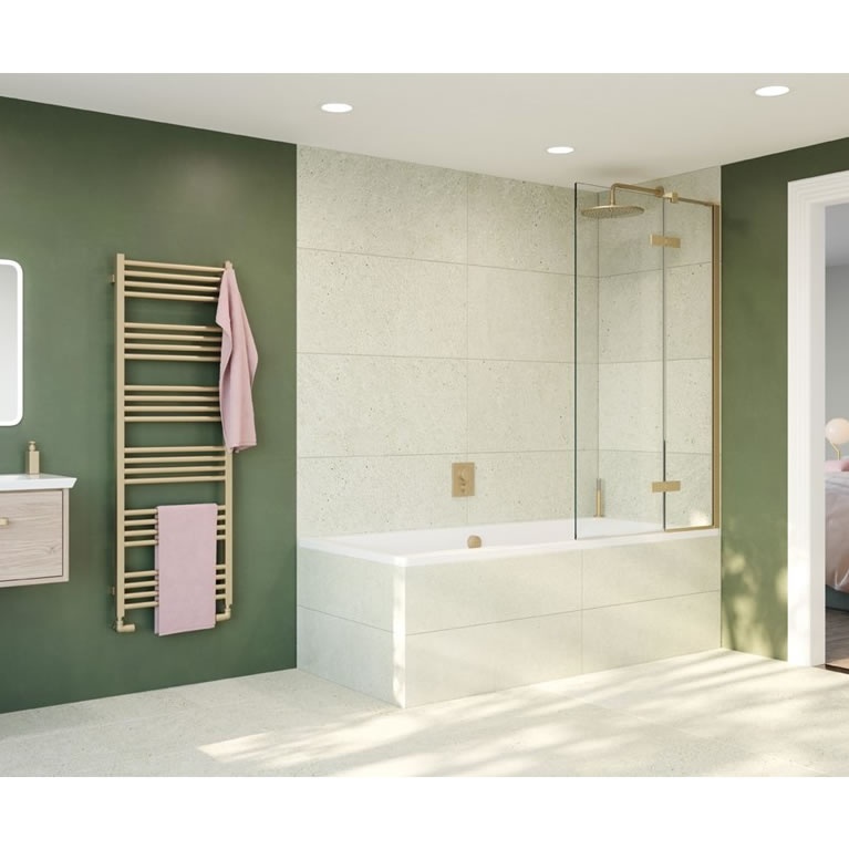 Crosswater Optix 10 Brass 180° Inline Bath Screen | Sanctuary Bathrooms