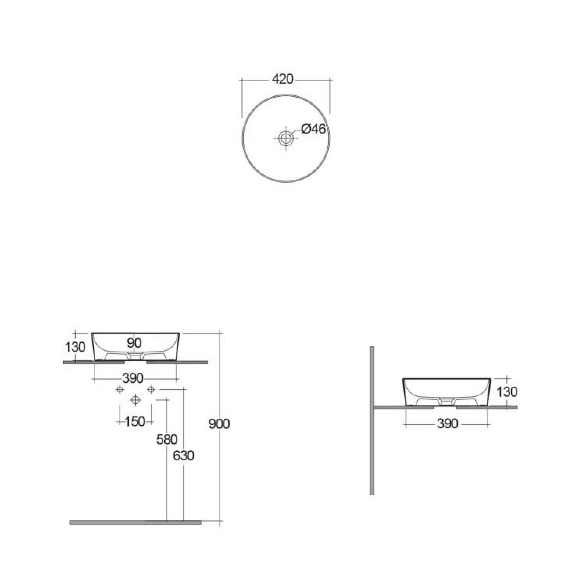 RAK Feeling Matt White 420mm Round Countertop Basin | Sanctuary Bathrooms