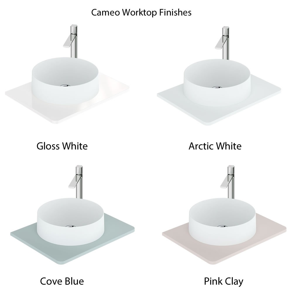 Vado Cameo 600mm Atlantic Blue Wall Hung 2 Drawer Vanity Unit, Worktop ...