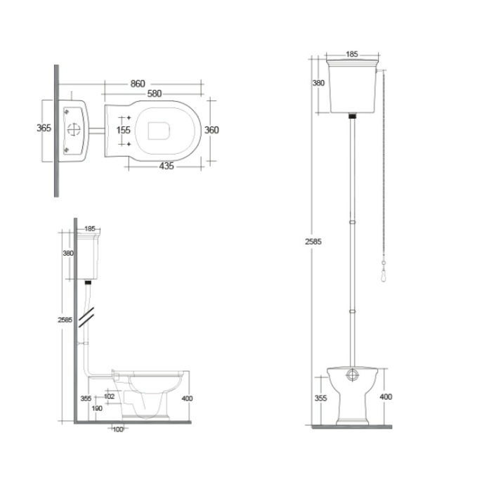 Rak Washington High Level WC with Soft Close Seat | Sanctuary Bathrooms