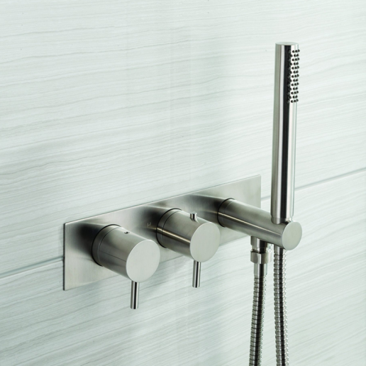 JTP Inox Brushed Stainless Steel Bath Shower Mixer with Handset ...