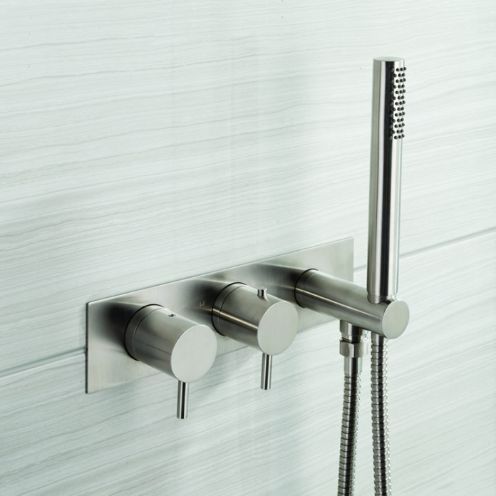 JTP Inox Brushed Stainless Steel Bath Shower Mixer with Handset ...