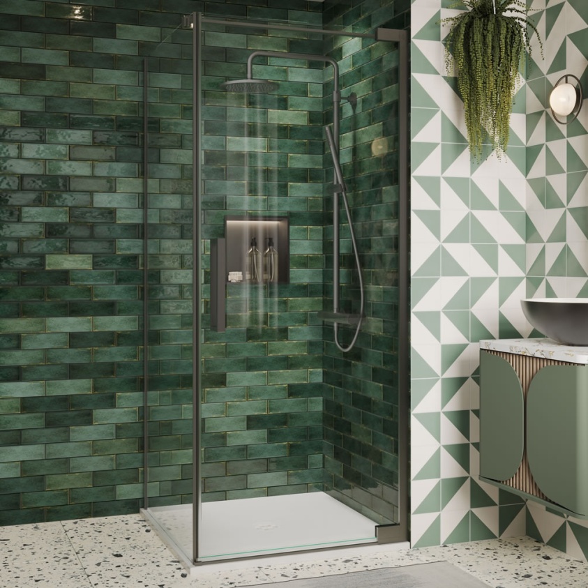 Crosswater Asura 8 Slate 1000 Hinged Shower Door | Sanctuary
