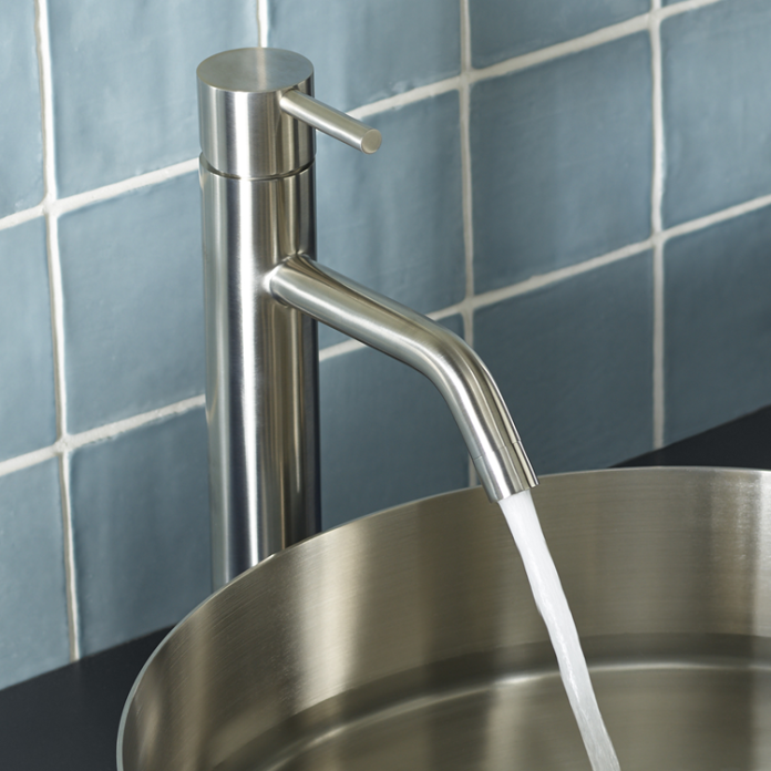 JTP Inox Brushed Stainless Steel Tall Basin Mixer | Sanctuary Bathrooms