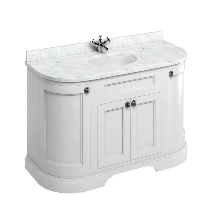 Burlington Minerva 1340 Curved Worktop & White Unit Doors | Sanctuary