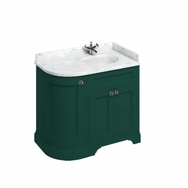 Burlington Minerva 980mm Right Curved Worktop & Green Unit | Sanctuary