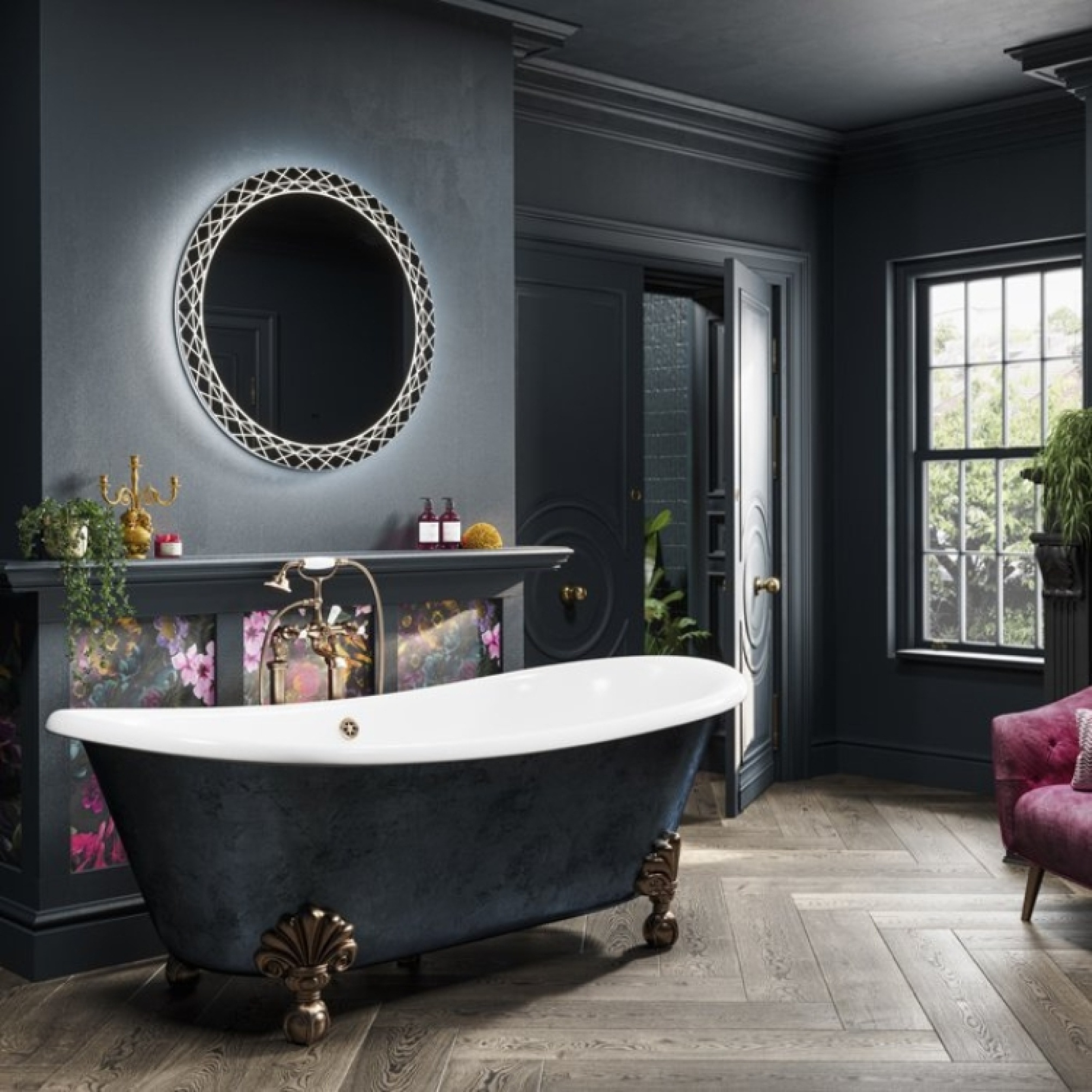 hib. Bellus Ornate Round LED Bathroom Mirror | Sanctuary Bathrooms