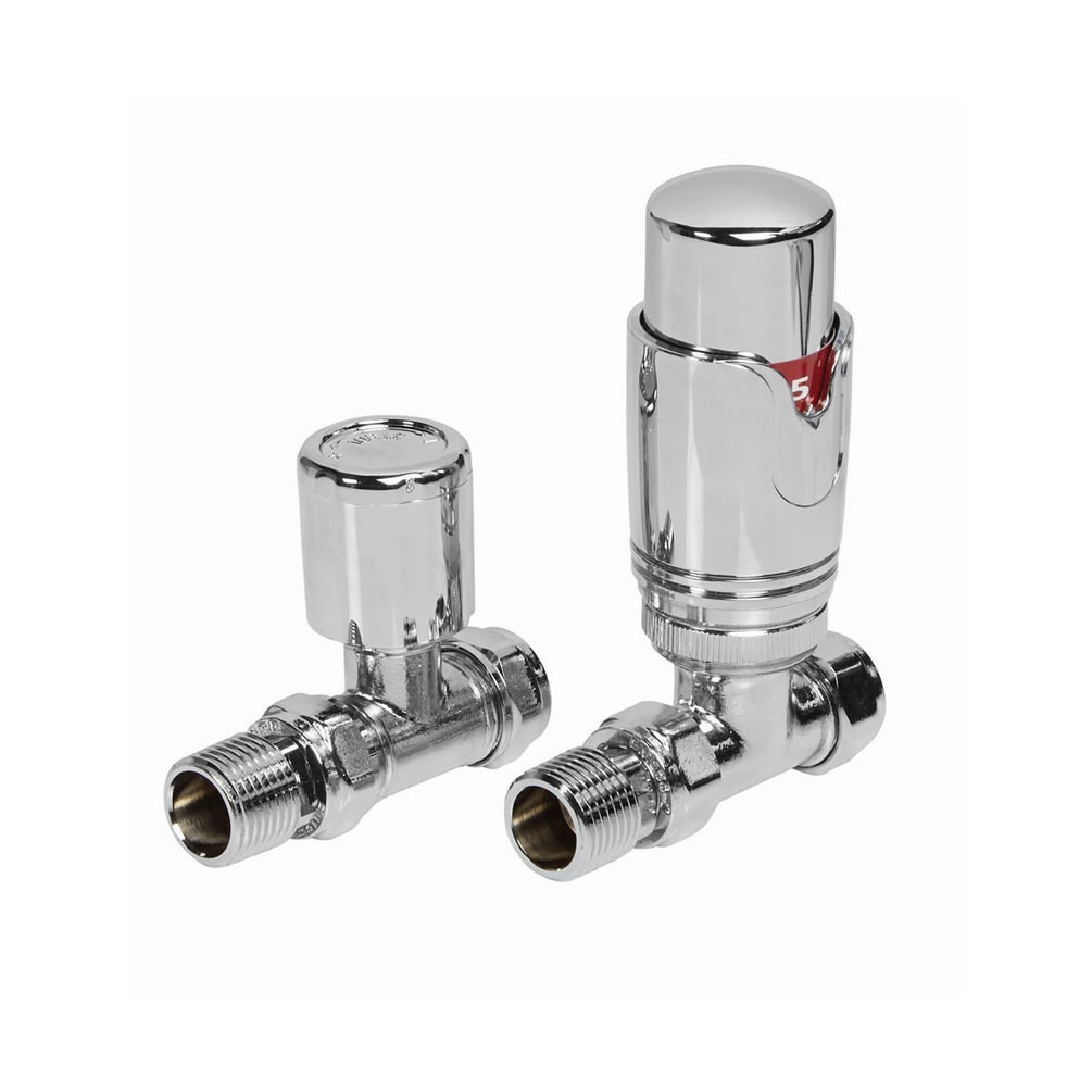 Velaro Chrome Straight Thermostatic Rad Valves | Sanctuary