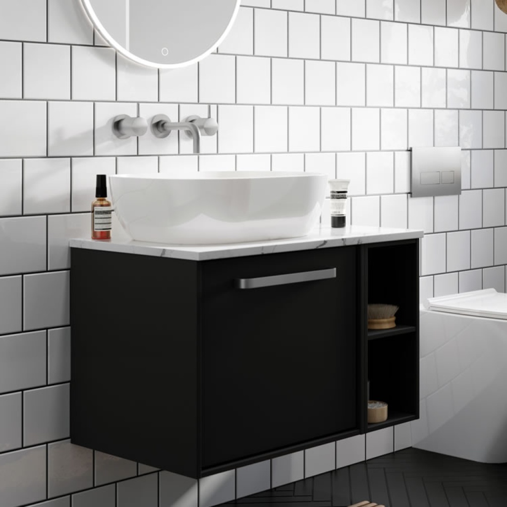 mat black vanity unit