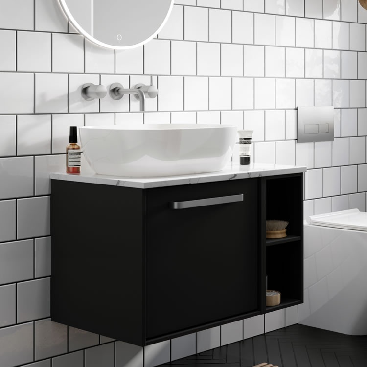 Crosswater Infinity 700mm Matt Black Vanity Unit | Sanctuary Bathrooms