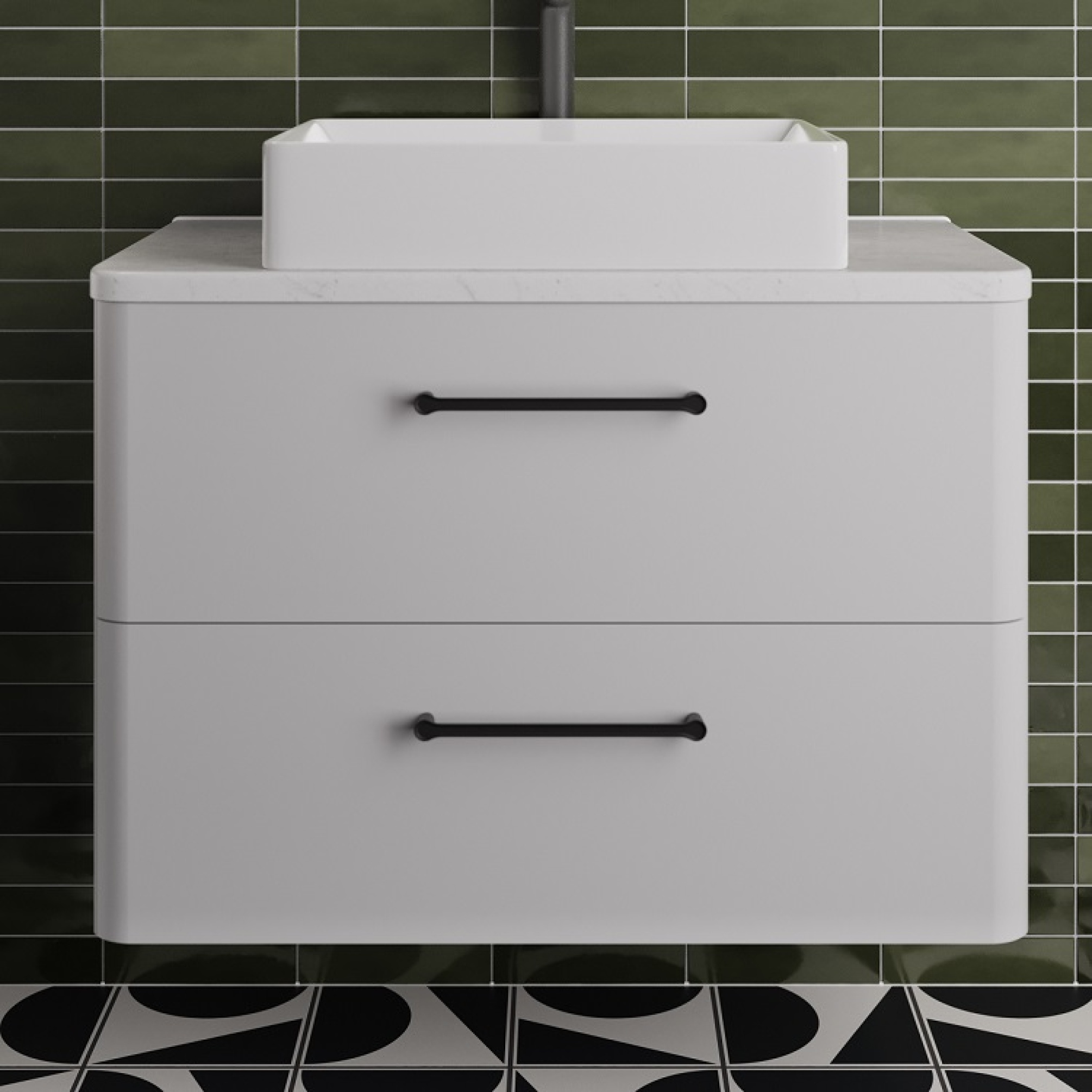 Britton Camberwell White Wall Vanity & Carrara Worktop