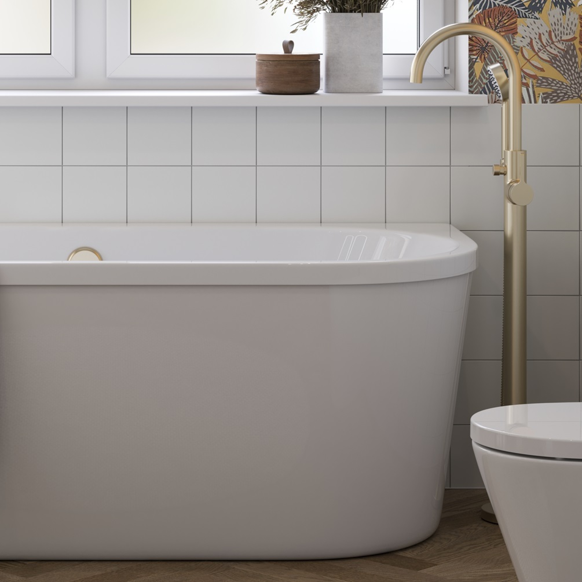 Britton Hoxton 2.0 Brushed Brass Freestanding Bath Shower Tap
