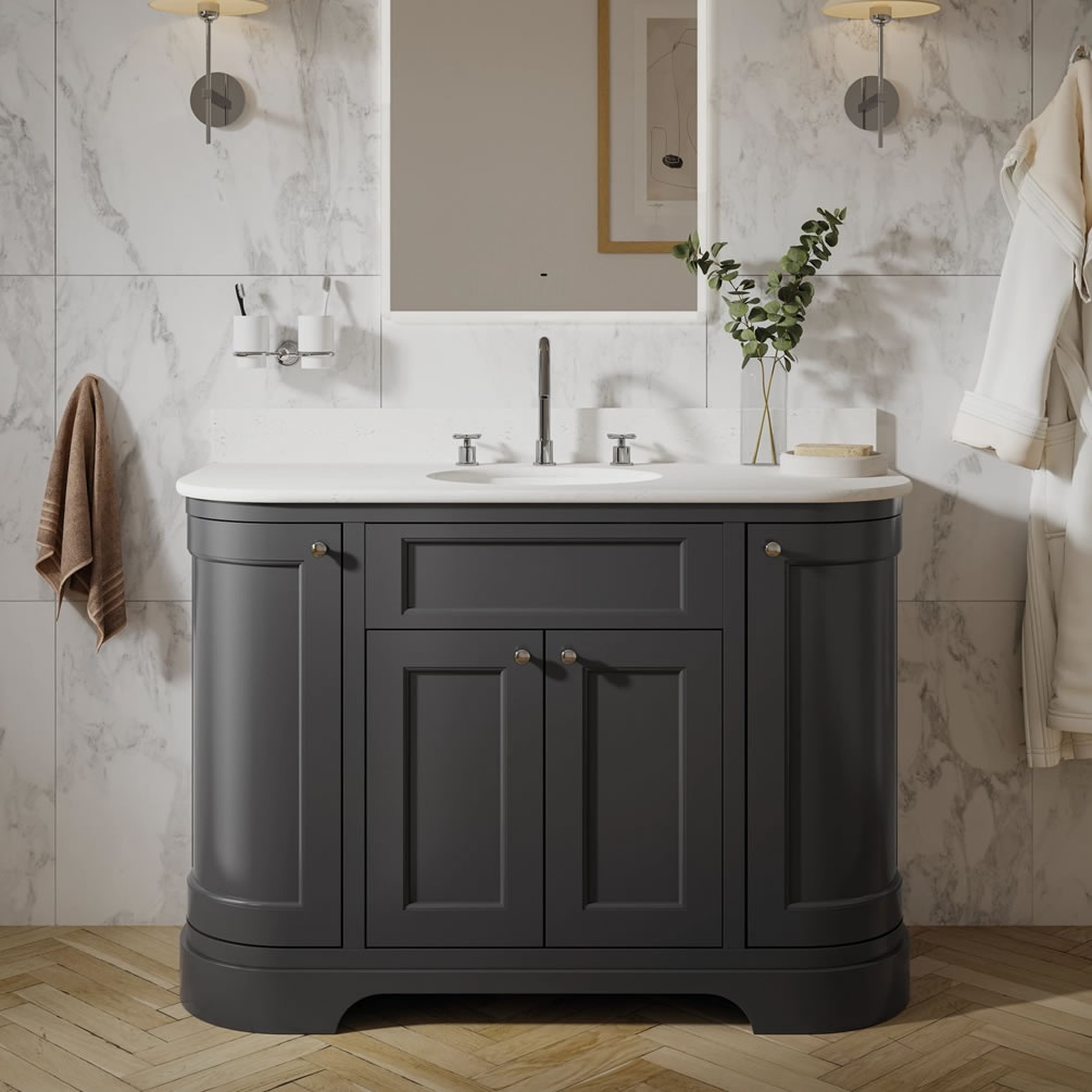 Heritage Wilton 1200mm Graphite Curved Vanity Unit & Worktop