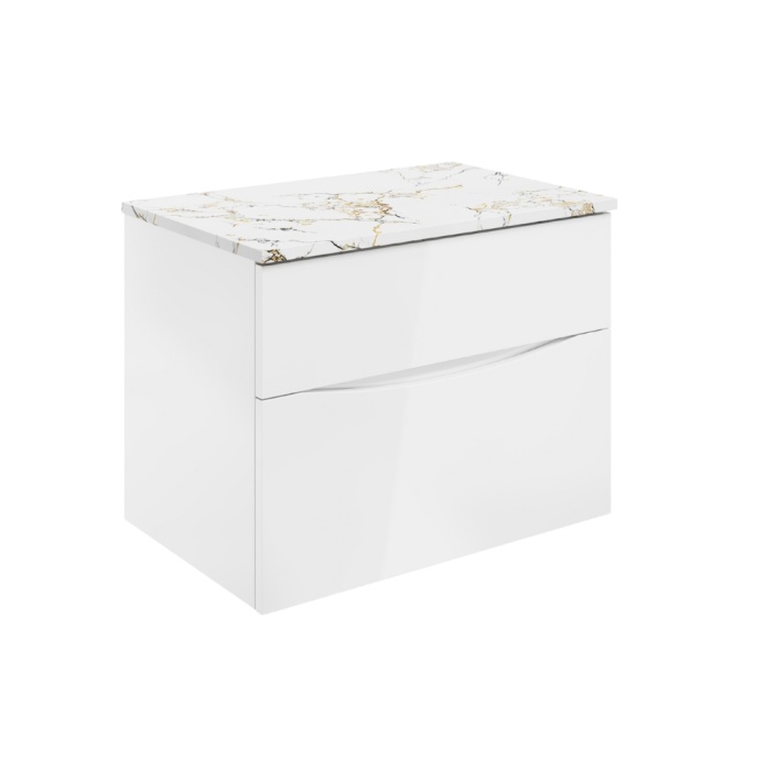 Crosswater Glide II White Gloss 700mm Unit & Gold Worktop | Sanctuary