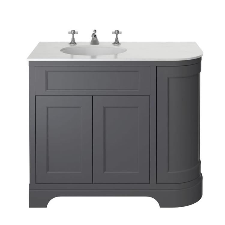 Heritage Wilton 1000mm Graphite Left Hand Corner Vanity Unit & Worktop ...