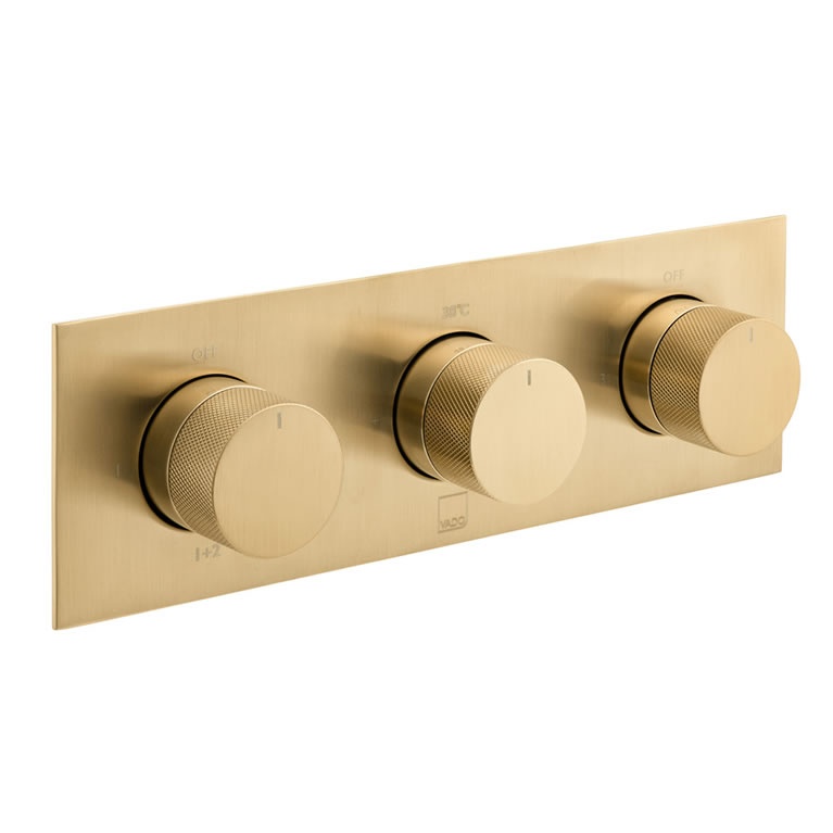 Vado Individual Knurled Gold 3 Way Shower Valve | Sanctuary Bathrooms