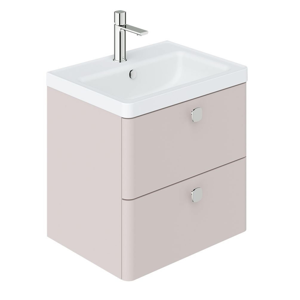 Vado Cameo 600mm Pink Clay Wall Hung 2 Drawer Vanity Unit & Basin ...