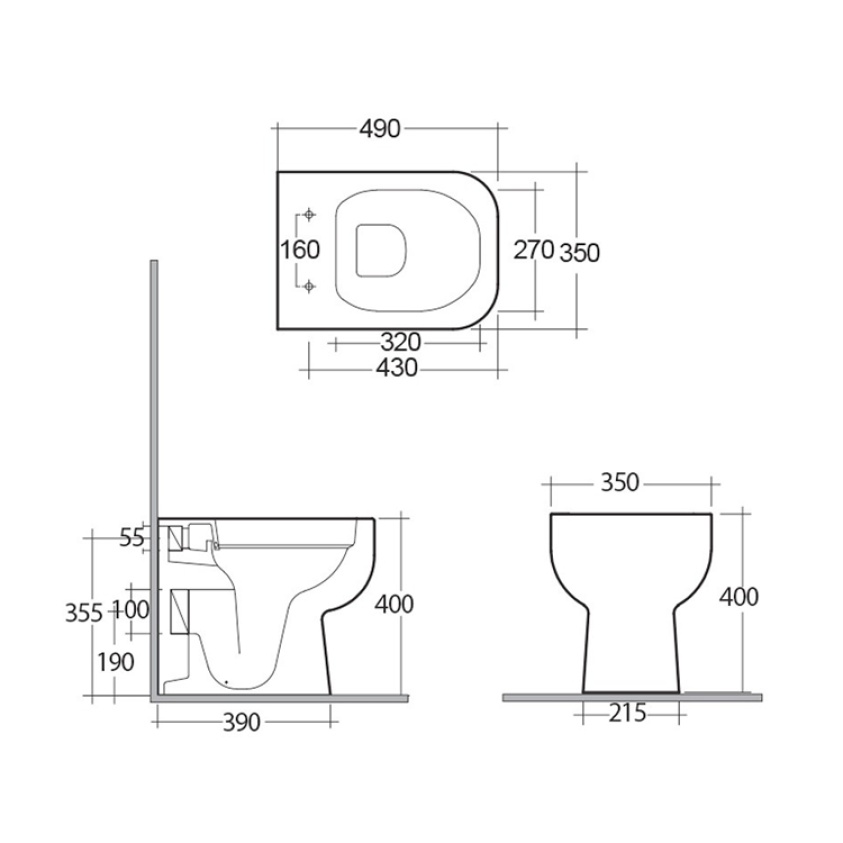 RAK Series 600 Rimless Back to Wall Pan w/ Seat | Sanctuary Bathrooms