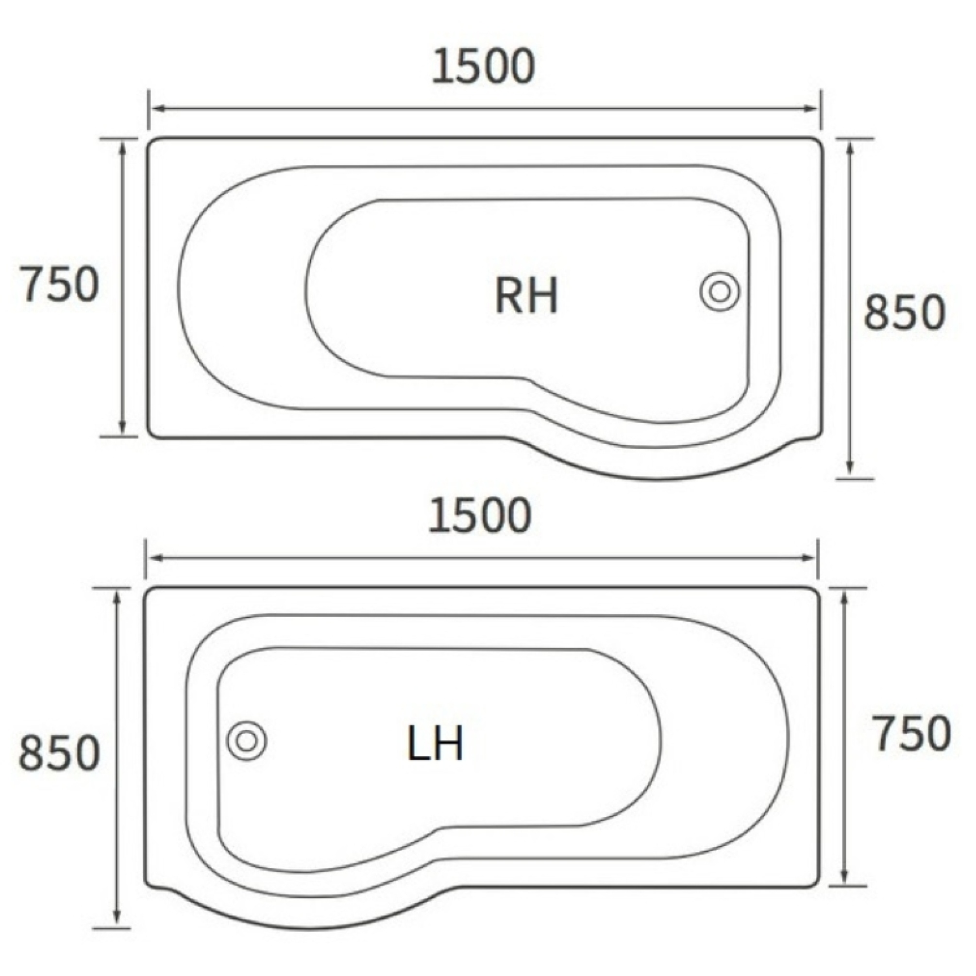 Globe P Shaped 1700mm Shower Bath | Sanctuary Bathrooms