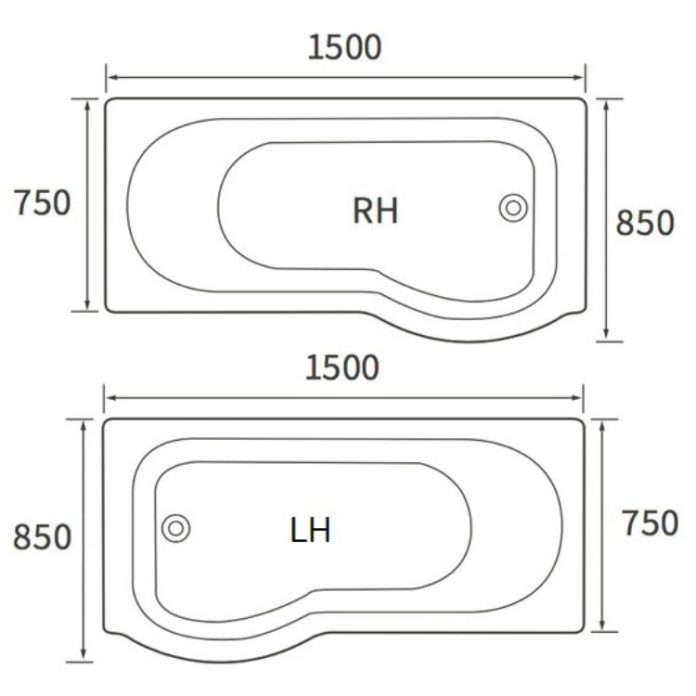 Globe P Shaped 1700mm Shower Bath | Sanctuary Bathrooms