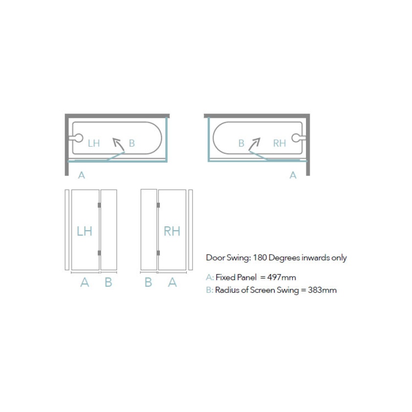 Merlyn MB7 Black Hinged Bath Screen | Sanctuary Bathrooms