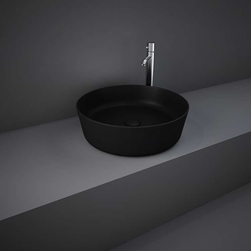 RAK Feeling Matt Black 420mm Round Countertop Basin | Sanctuary Bathrooms