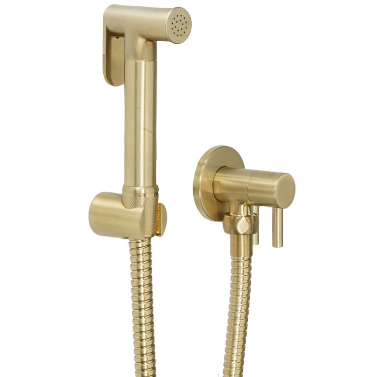 JTP Brushed Brass Angle Valve Douche Set | Sanctuary Bathrooms