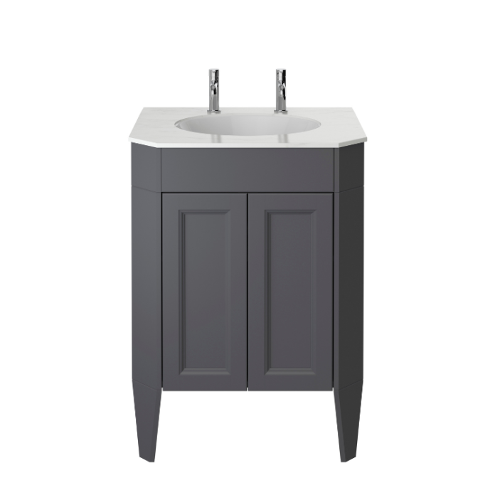 Heritage Caversham 600mm Graphite Freestanding Granley Vanity Unit