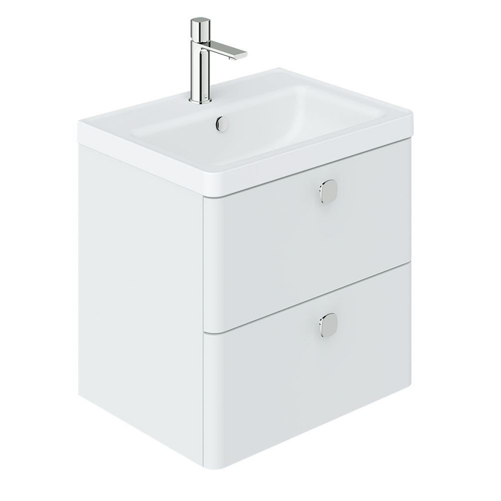 Vado Cameo 600mm Arctic White Wall Hung 2 Drawer Vanity Unit & Basin ...