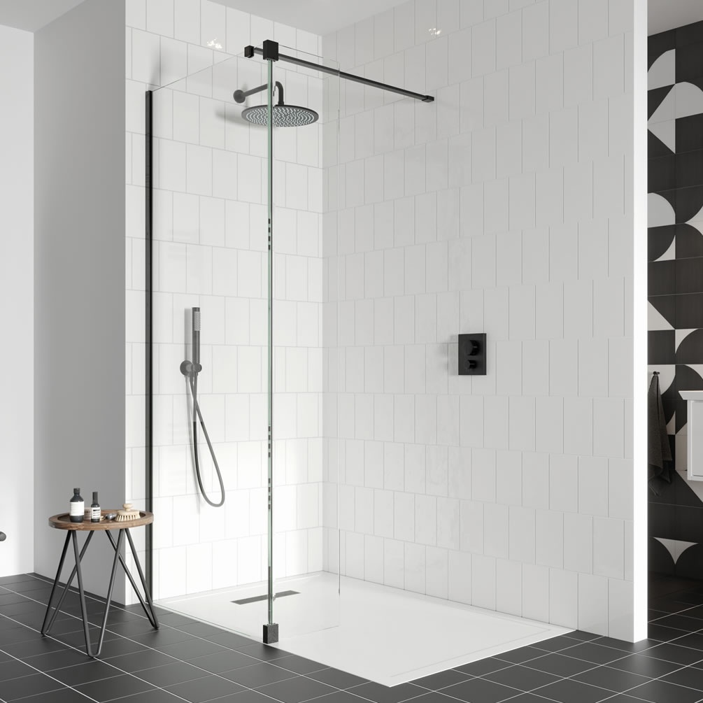 Crosswater Gallery 10 Black 600mm Wetroom Screen | Sanctuary Bathrooms