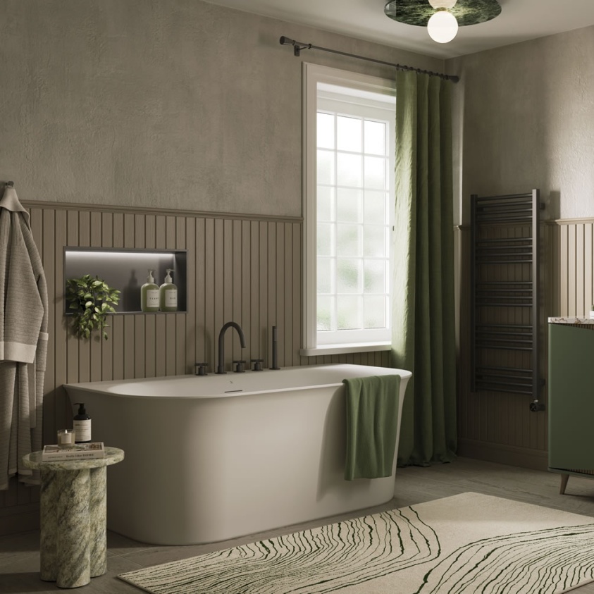 Crosswater Cursa Grande Matt White Back To Wall 1700mm Freestanding Bath