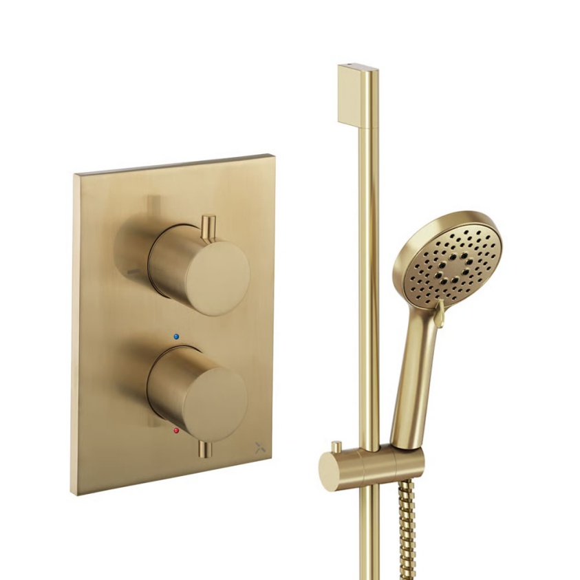 Crosswater Crossbox Brass Slide Rail Shower Set | Sanctuary
