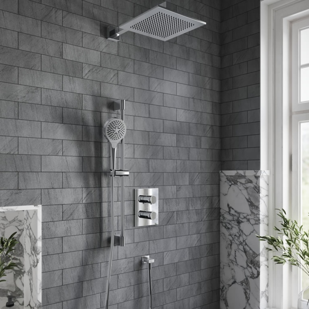 Villeroy & Boch Verve Square Slide Rail Shower Set | Sanctuary Bathrooms