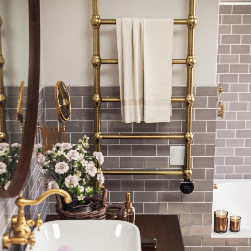 Terma Retro Brass 1170 Electric Towel Rail/Element | Sanctuary
